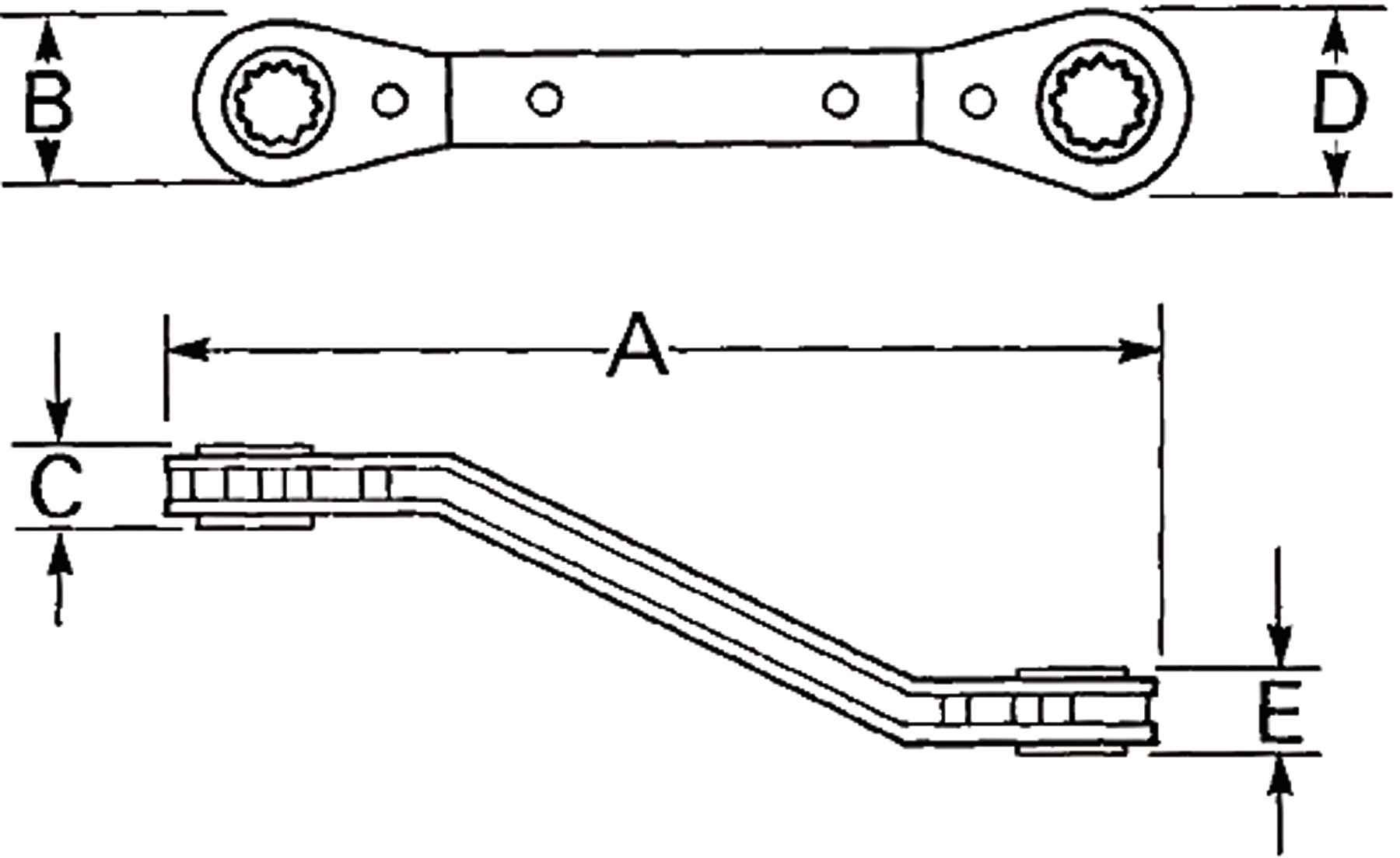 Williams Industrial Tools 5 pc SAE Double Head 25° Reversible Offset ...